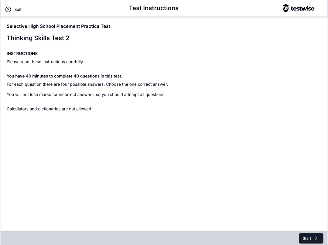 NSW Selective Test Practice & Online Mock Exams | Testwise